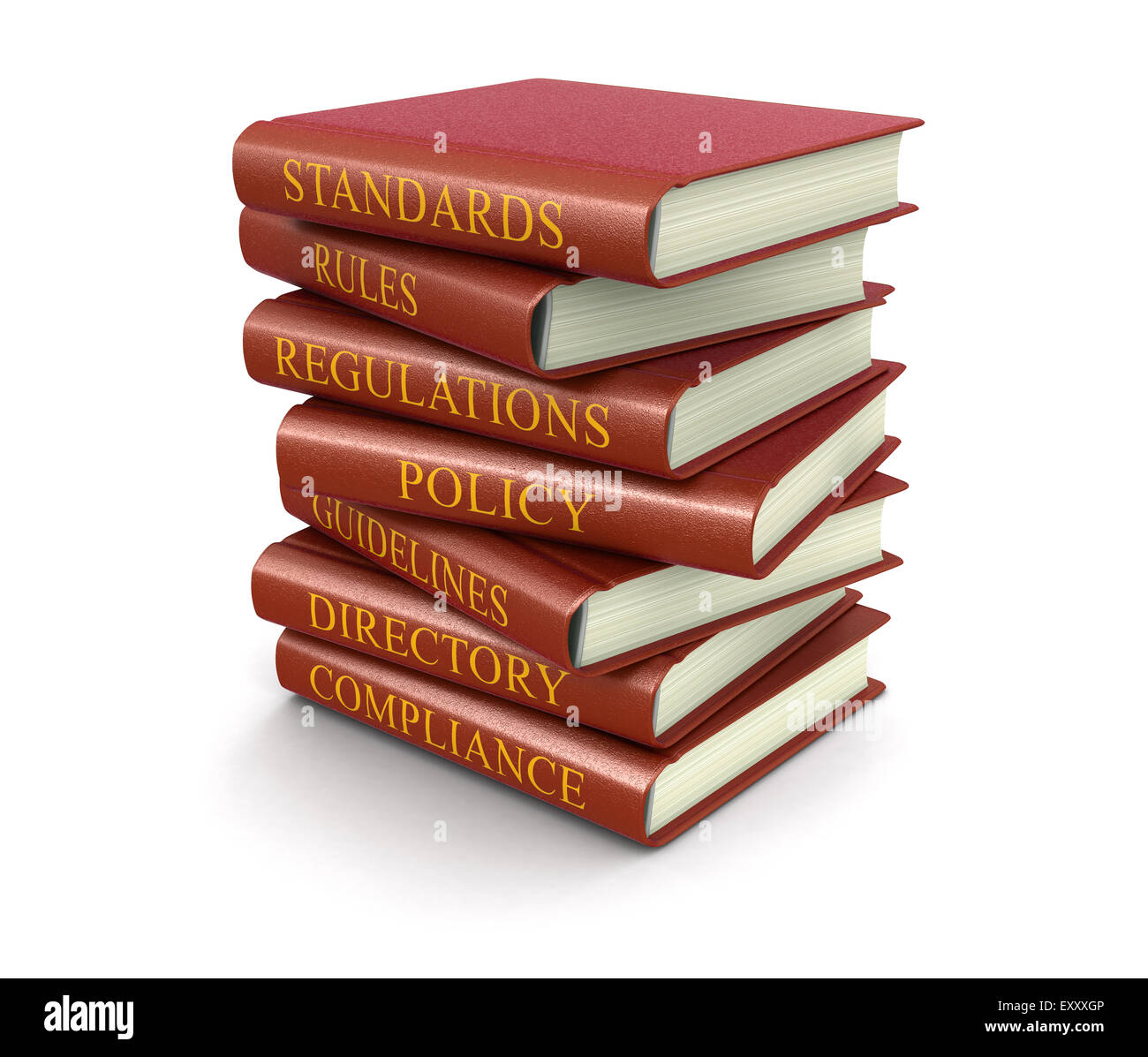 Stack of compliance and rules books (clipping path included Stock Photo ...