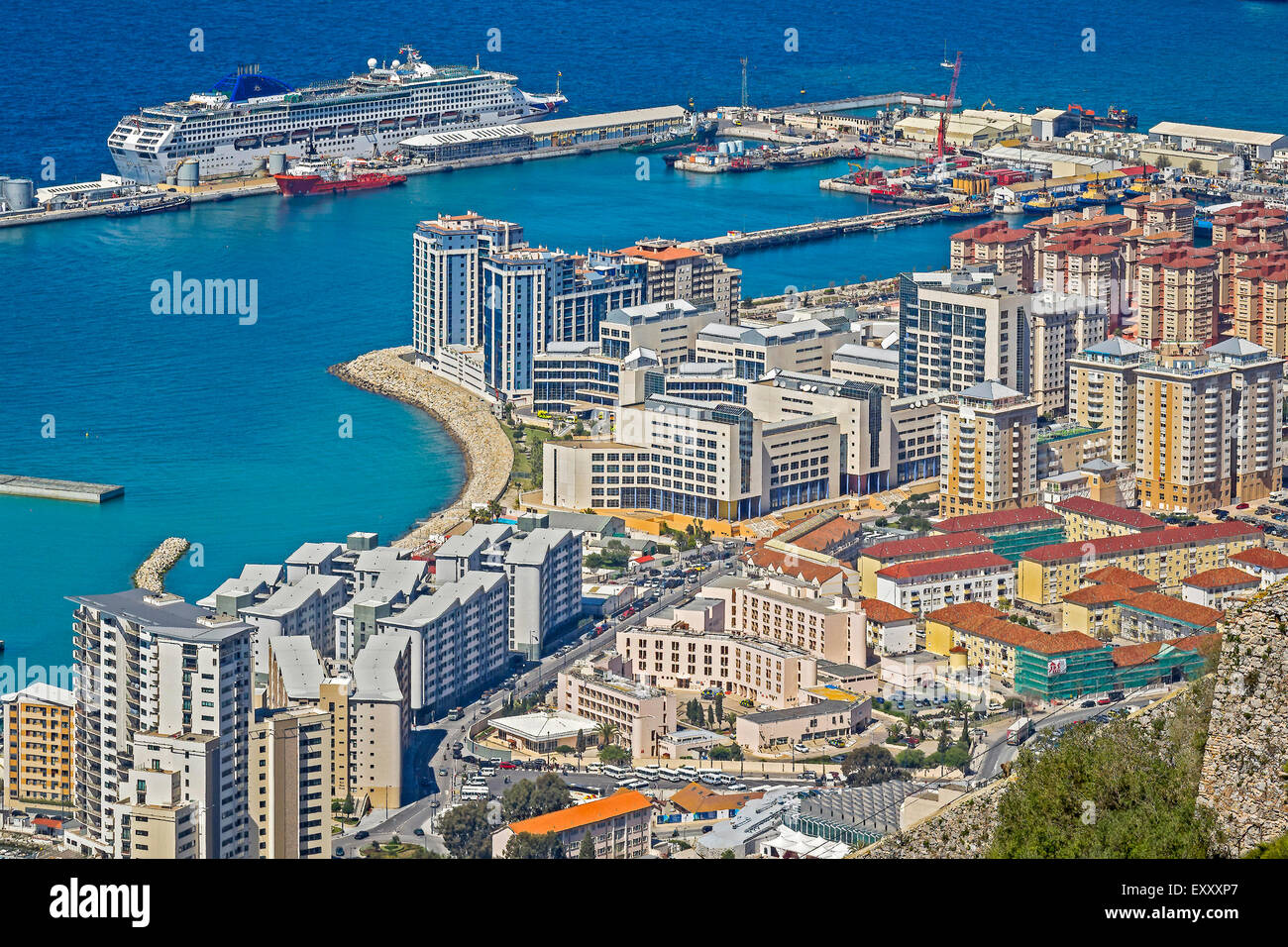 The Harbour and Buildings In The Crown Colony Of Gibraltar Stock Photo ...