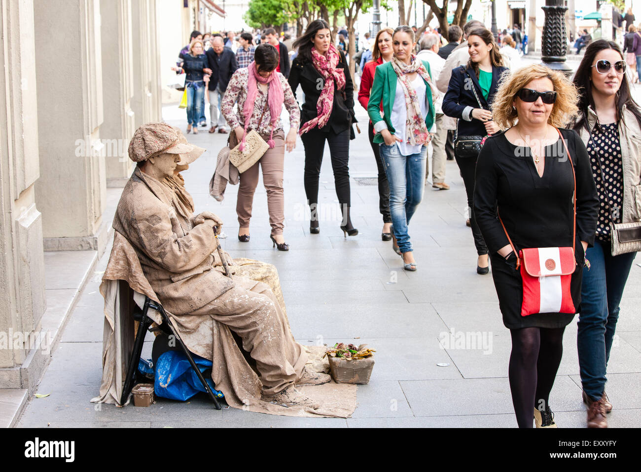 Street performer/artist in centre of Seville, Andalucia, Spain, Europe ...