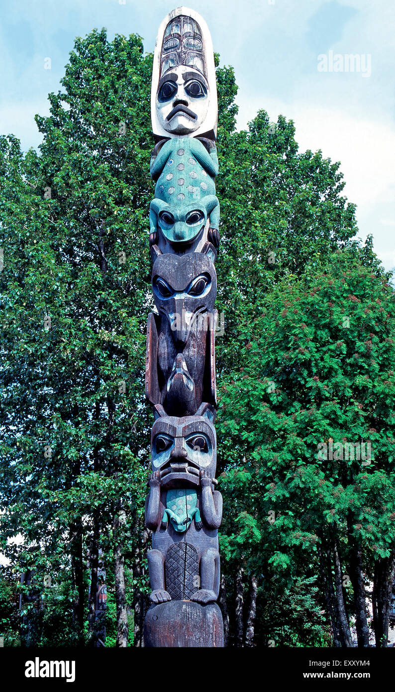 Tlingit totem pole,Totem Park,Wrangell,Alaska Stock Photo - Alamy