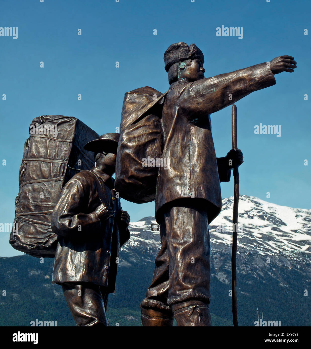 The Tlingit Packer Statue in Centennial Park,Skagway,Alaska Stock Photo ...