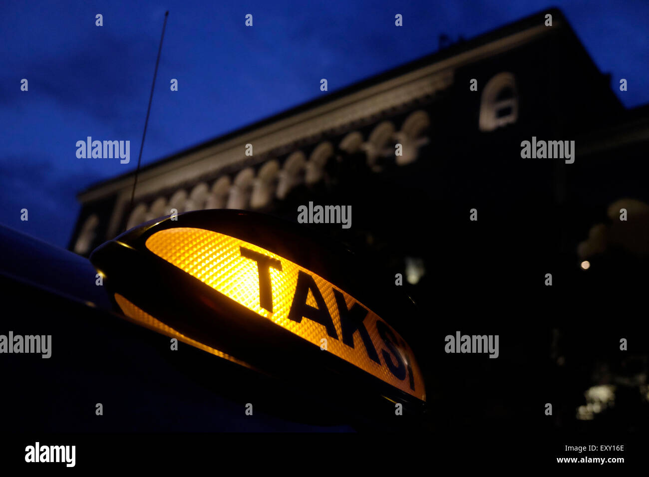 Taxi cab sign in the city of Baku capital of Azerbaijan Stock Photo - Alamy