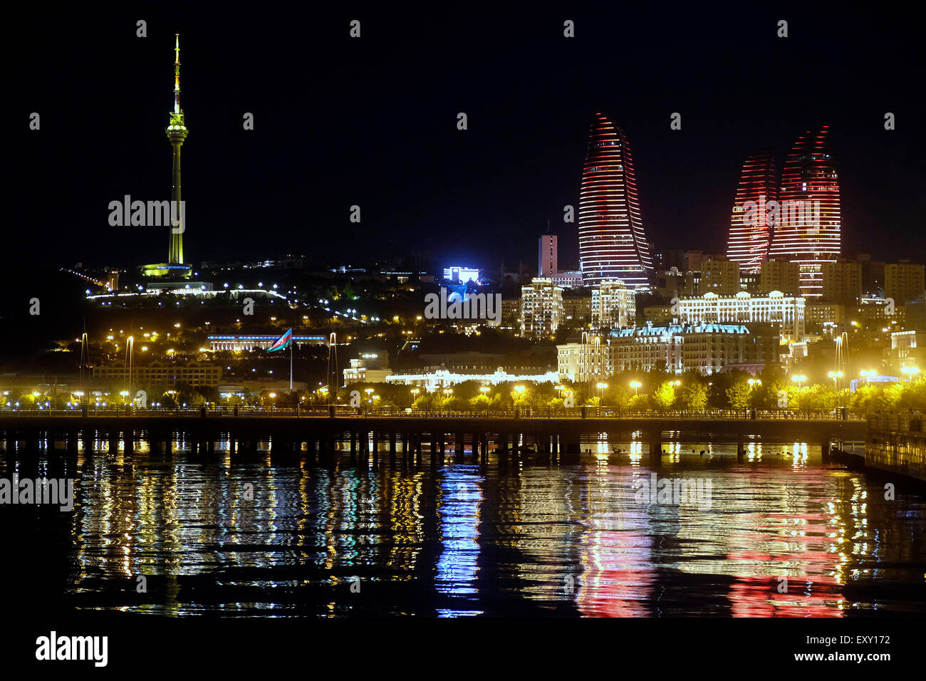 The Flame Towers skyscrapers completely covered with LED screens ...