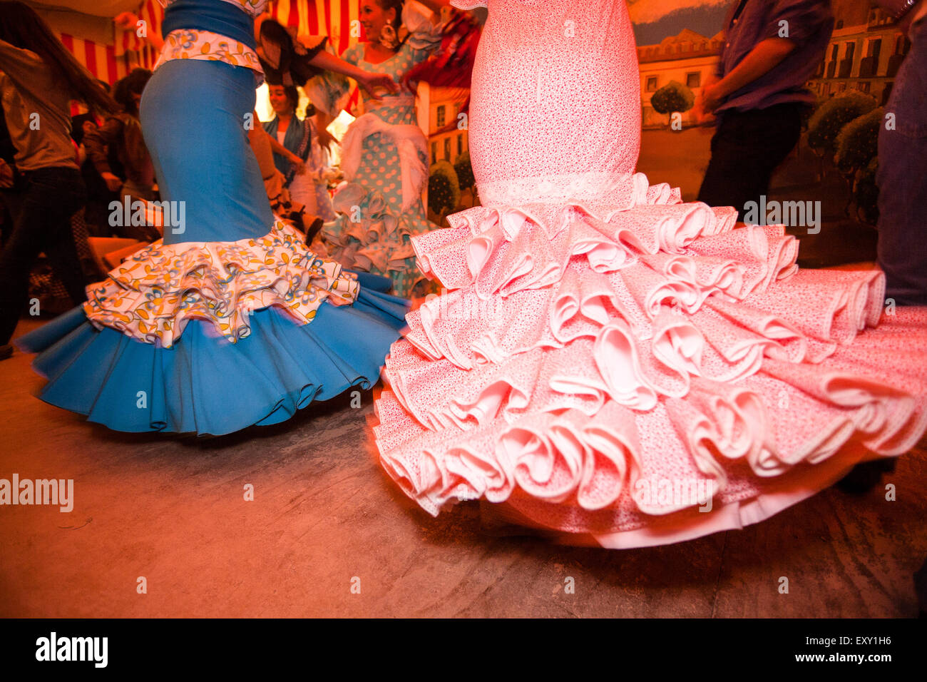 Dancing sevilla style in traditional seville dress in seville hi-res ...