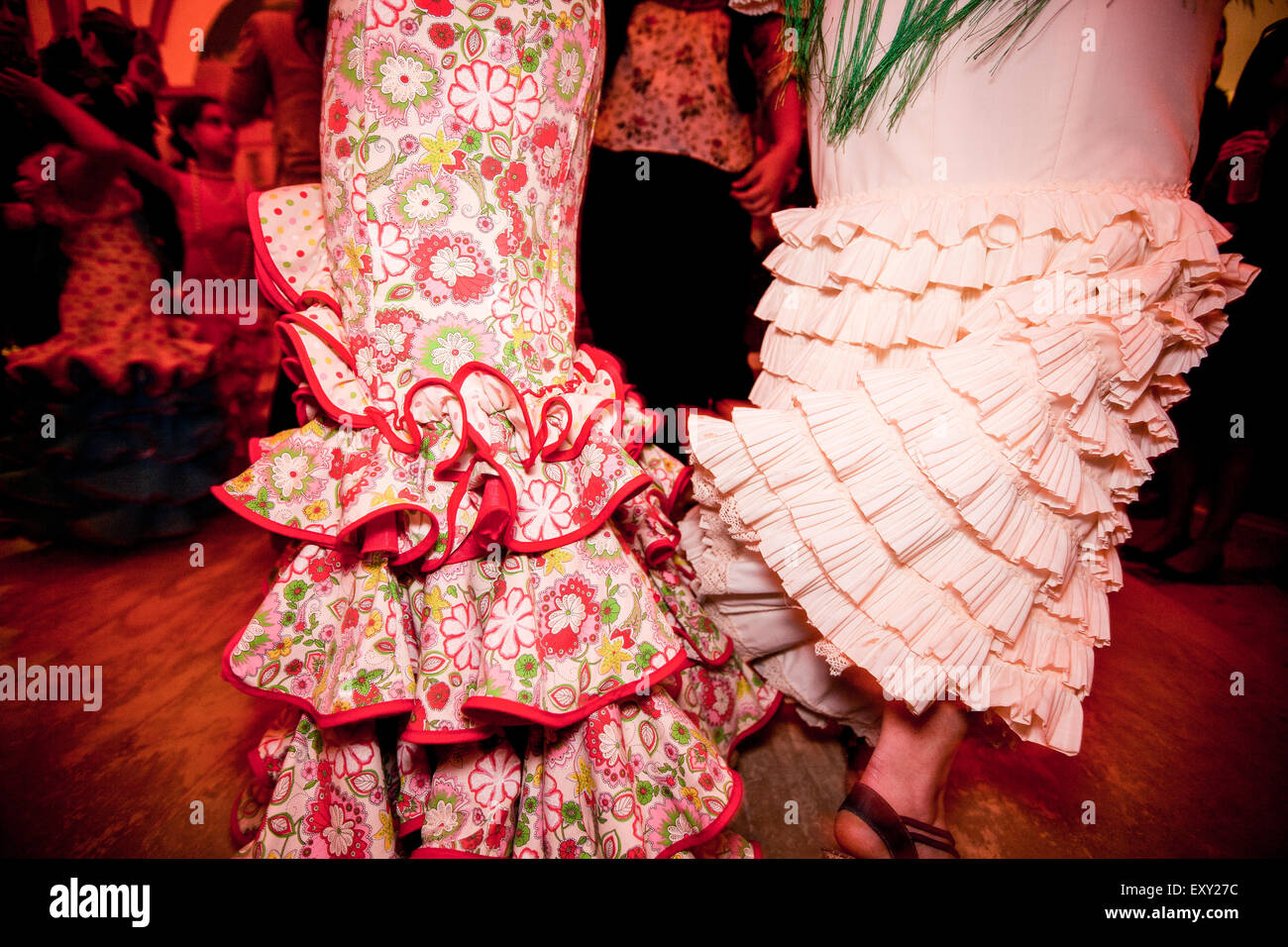 Dancing sevilla style in traditional seville dress in seville hi-res ...