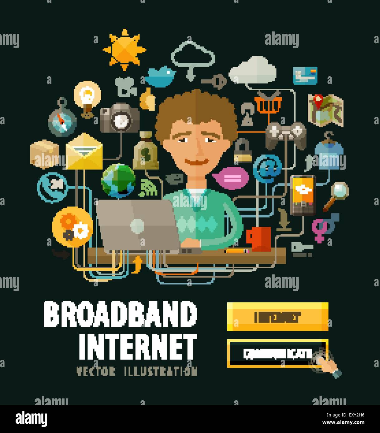 Internet, online vector logo design template. computer, laptop or ...