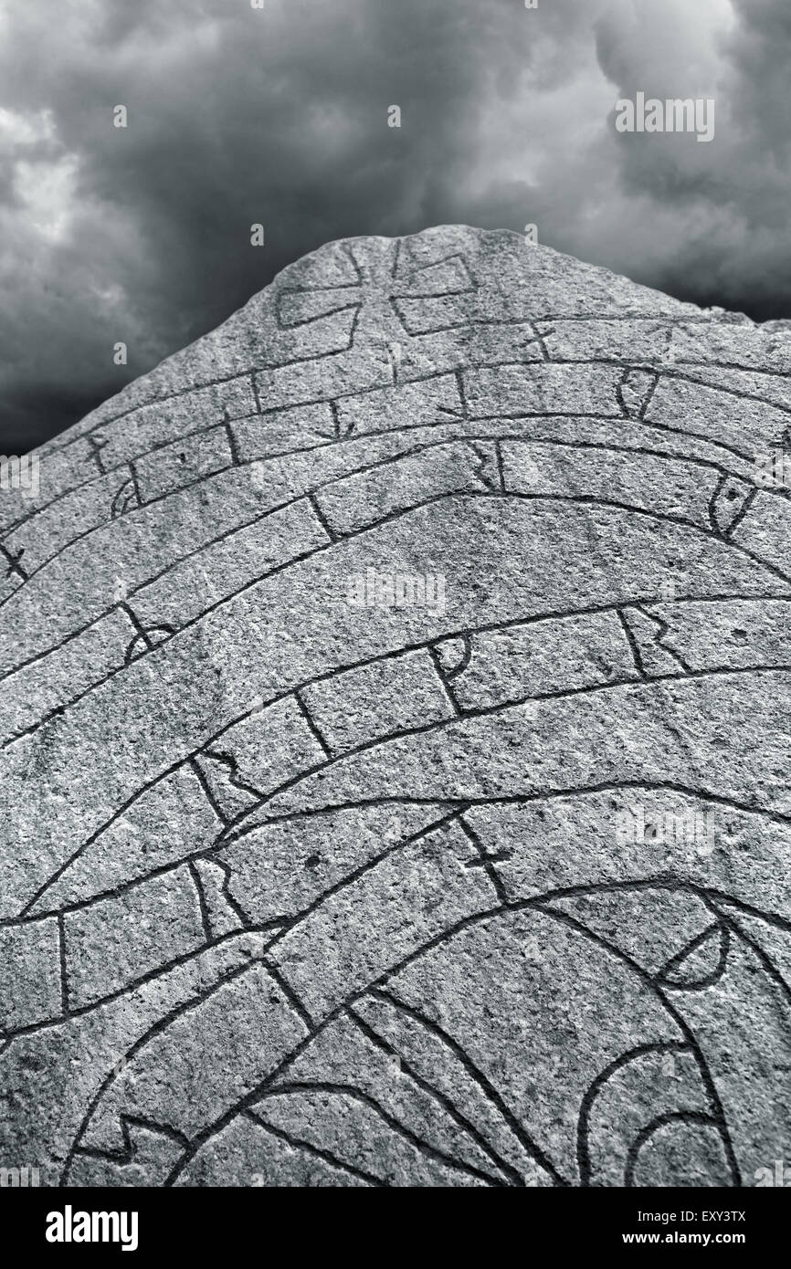 Ancient Nordic Runestone Stock Photo - Alamy