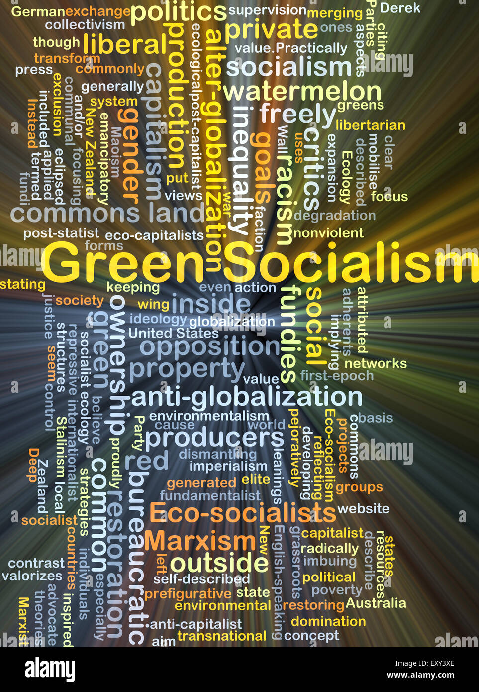Background concept wordcloud illustration of green socialism glowing ...