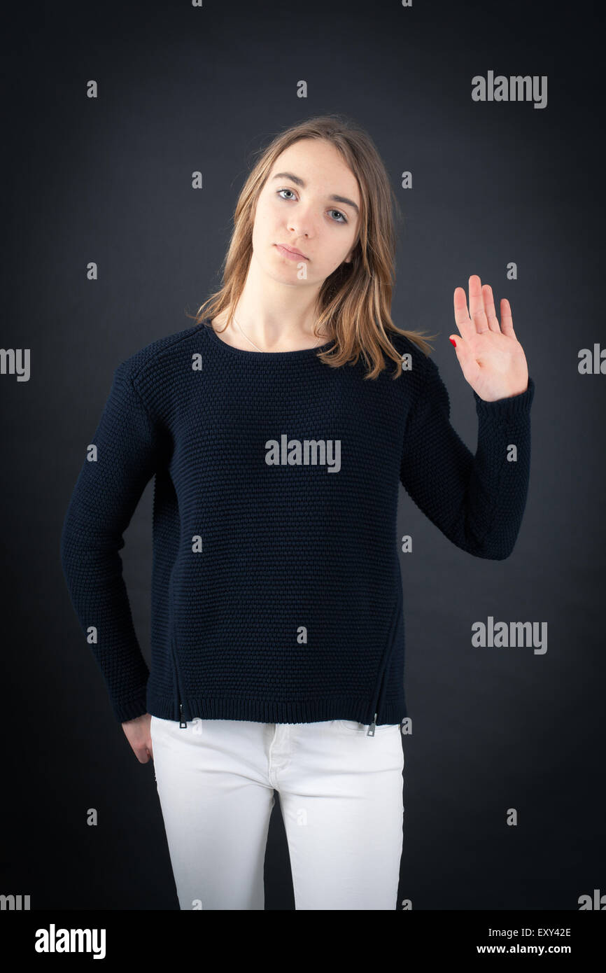 Beautiful woman doing different expressions in different sets of ...