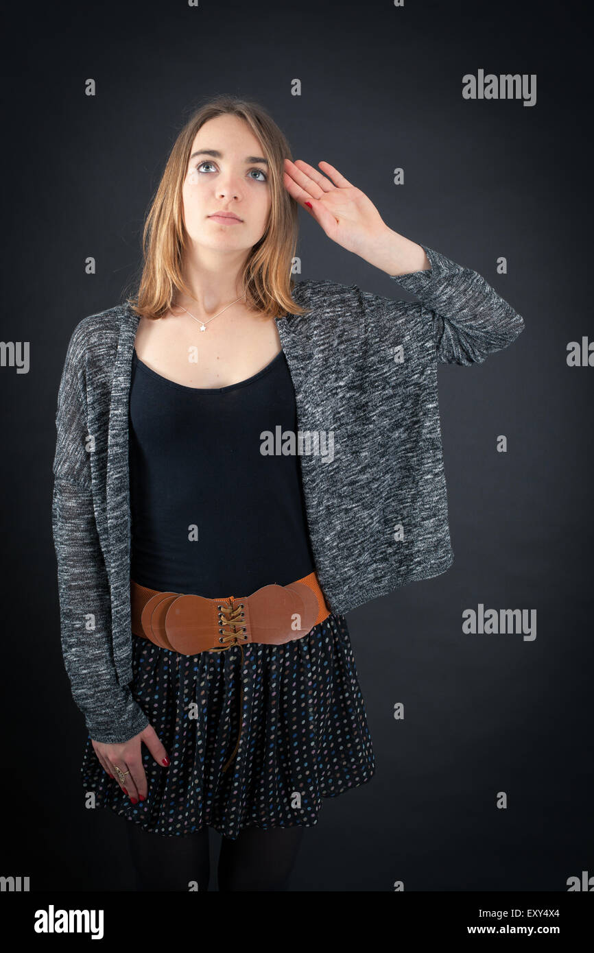 Beautiful woman doing different expressions in different sets of ...