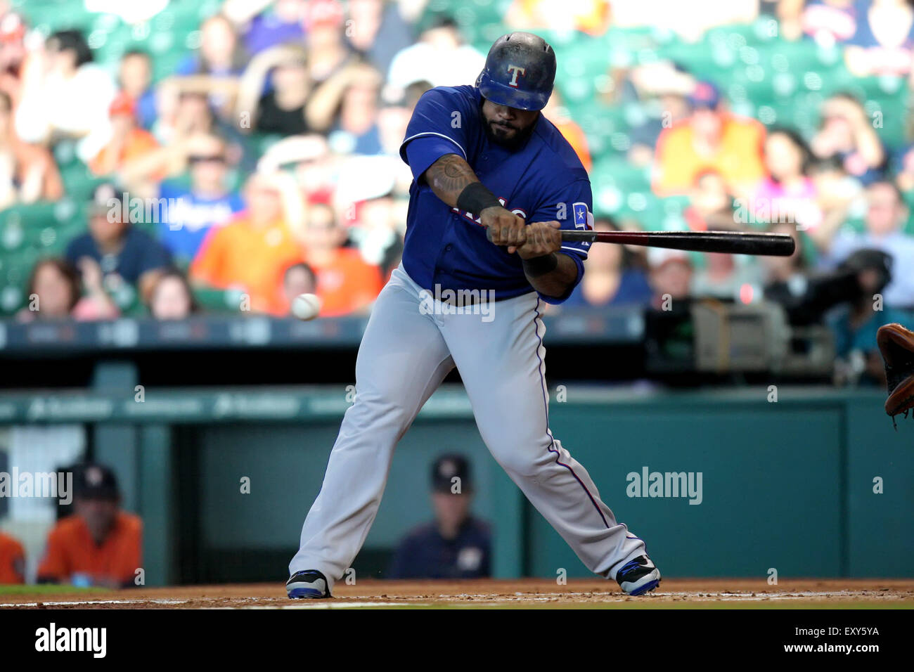 Houston, TX, USA. 17th July, 2015. Texas Rangers designated hitter ...