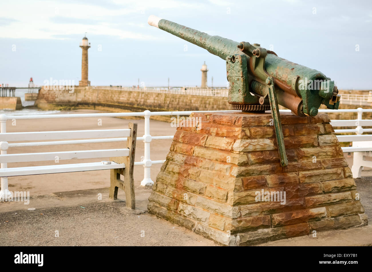 WWI 12 Pounder Gun Mounted on Whitby's West Cliff Stock Photo - Alamy