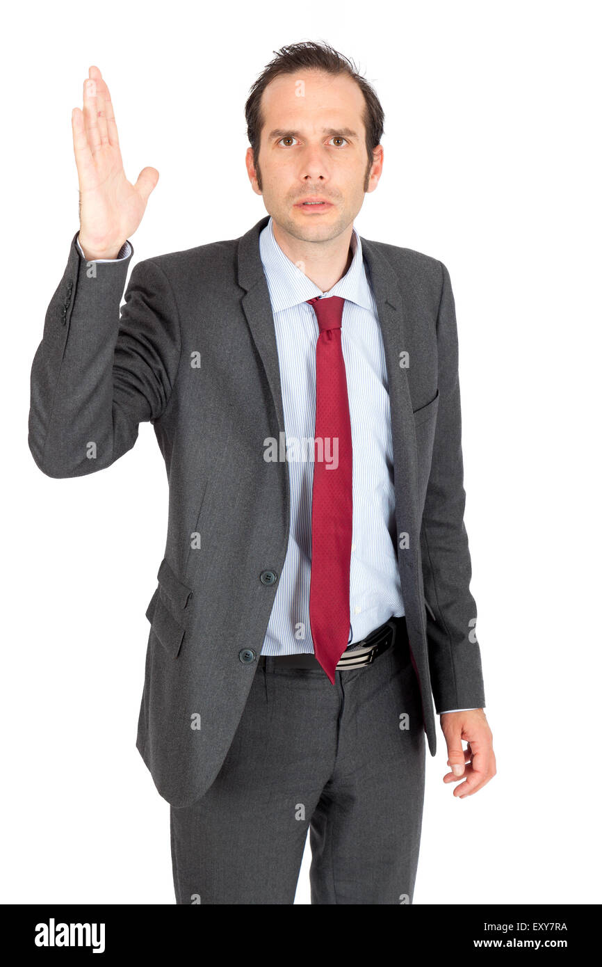 Handsome businessman doing different expressions in different sets of ...