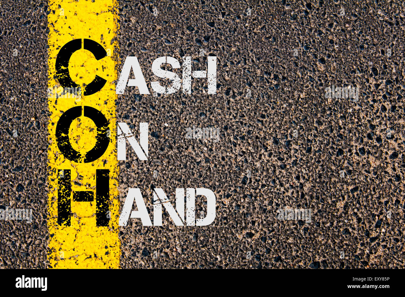 Concept image of Business Acronym COH as Cash On Hand written over road ...