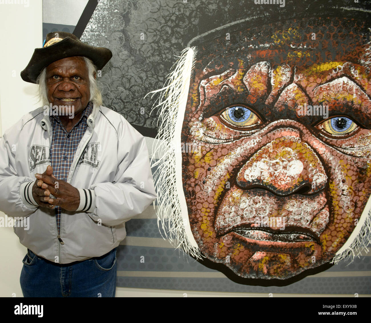 Sydney, AUSTRALIA - July 17, 2015: Uncle Max Eulo poses with Blak ...