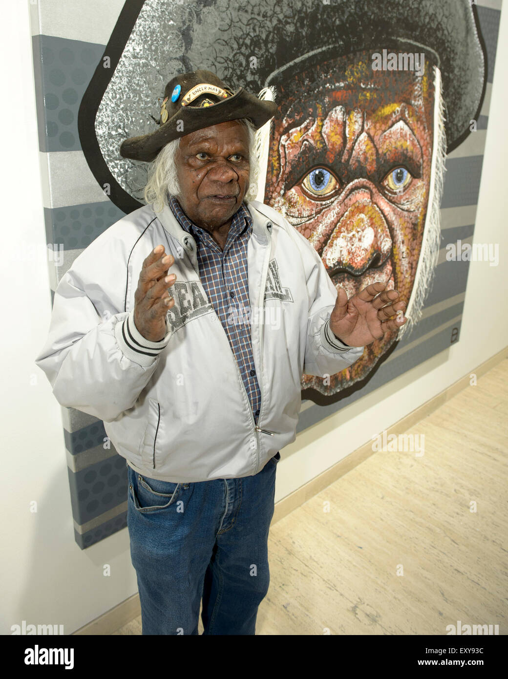 Sydney, AUSTRALIA - July 17, 2015: TUncle Max Eulo poses with Blak ...