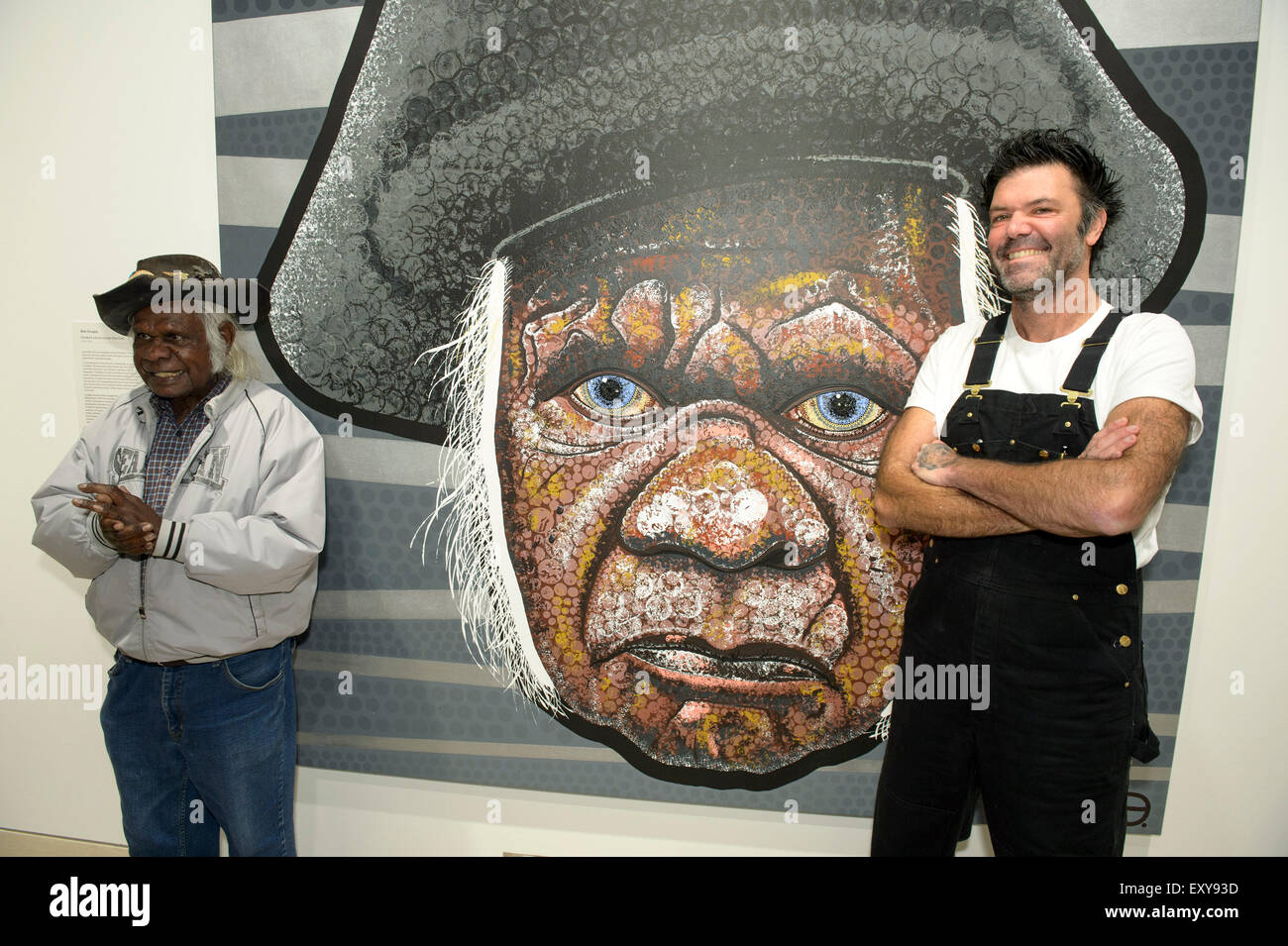 Sydney, AUSTRALIA - July 17, 2015: Uncle Max Eulo and Blak Douglas pose ...