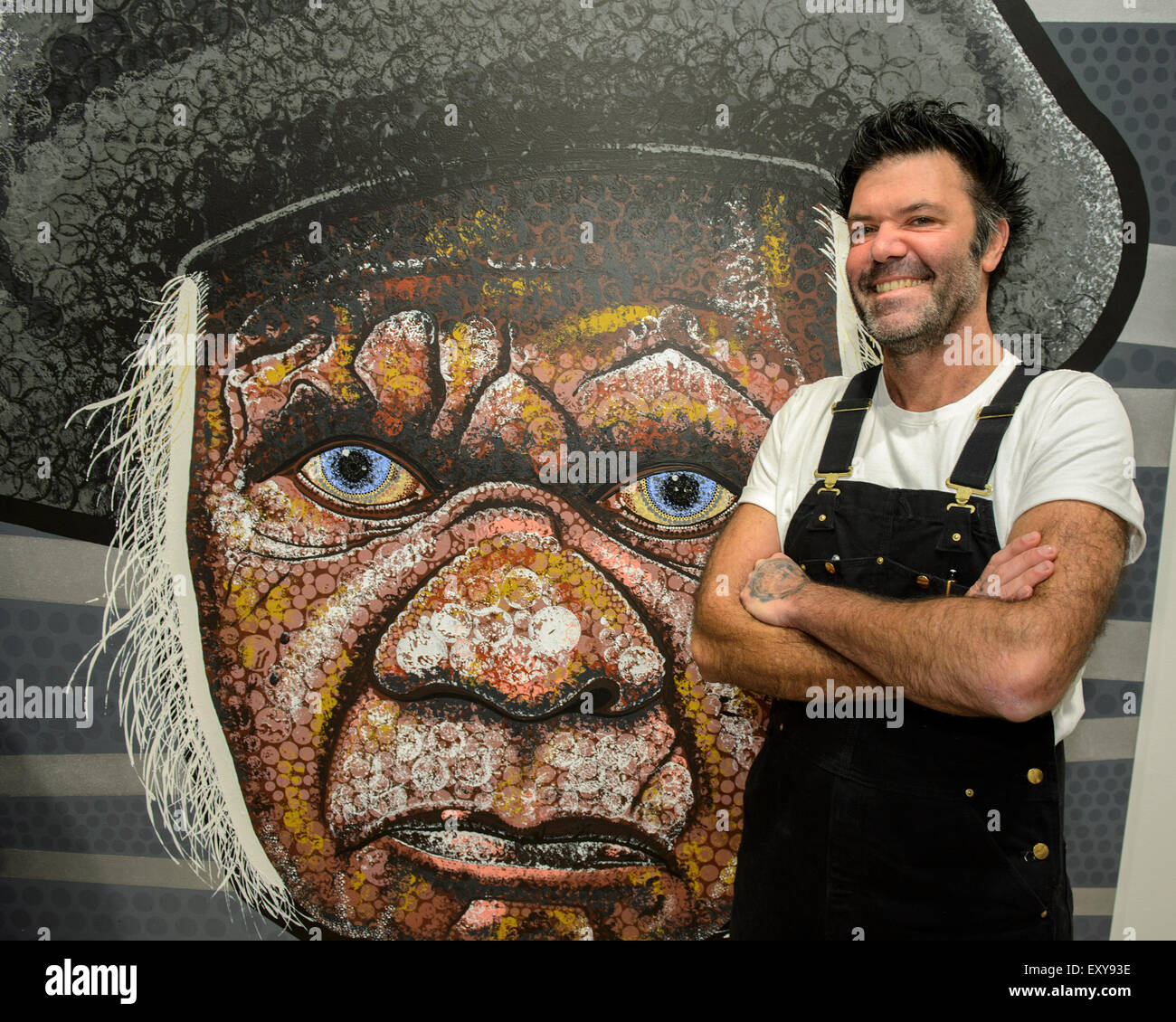 Sydney, AUSTRALIA - July 17, 2015: Blak Douglas with his 2015 Archibald ...