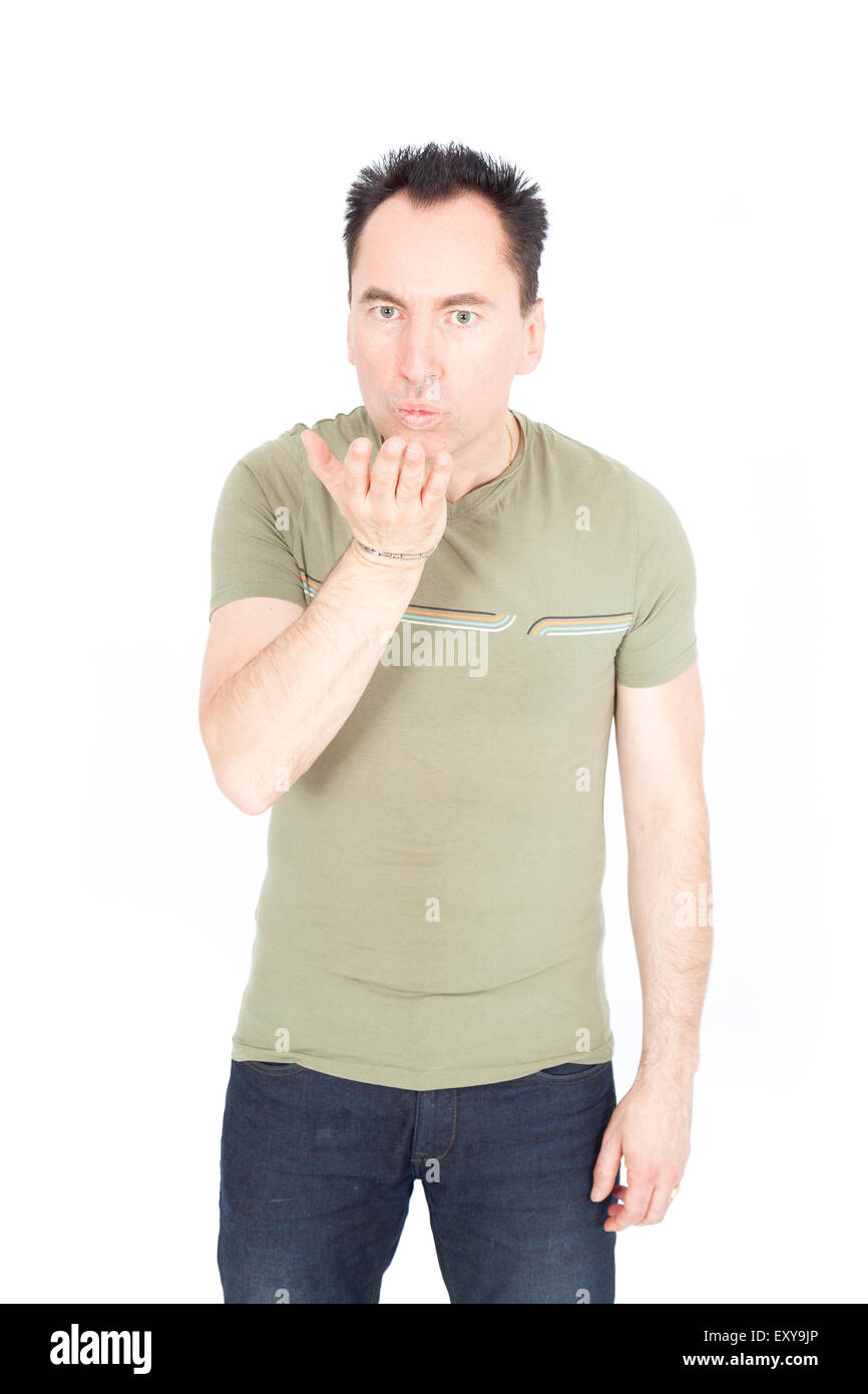 Handsome man doing different expressions in different sets of clothes ...