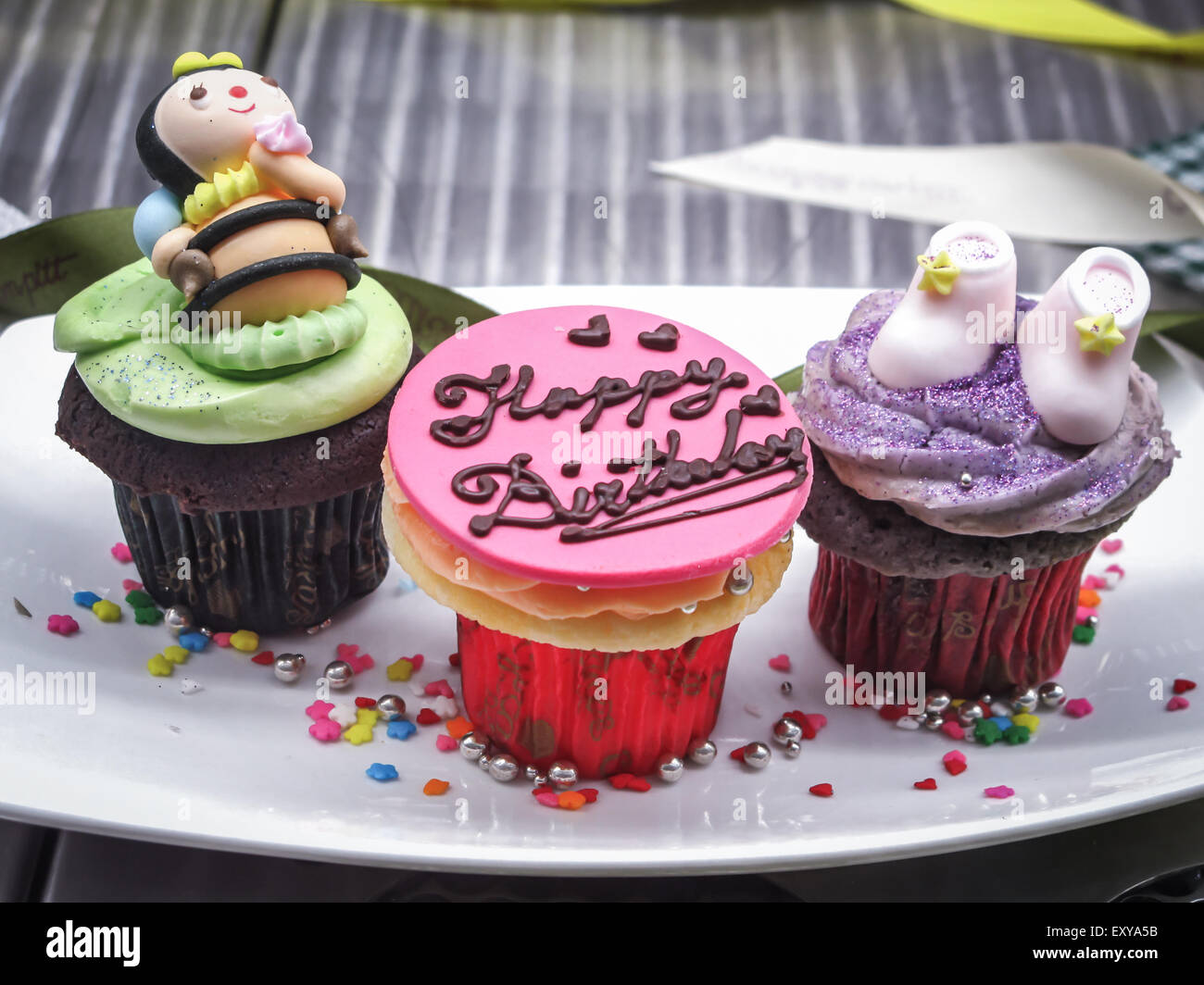 Decorated cup cake Stock Photo - Alamy