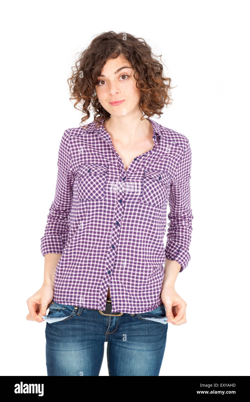Woman with empty pockets hi-res stock photography and images - Alamy
