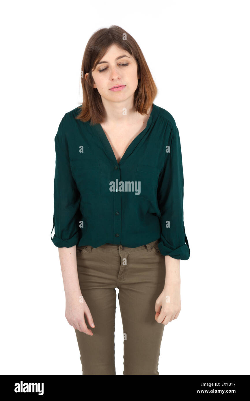 Beautiful woman doing different expressions in different sets of ...