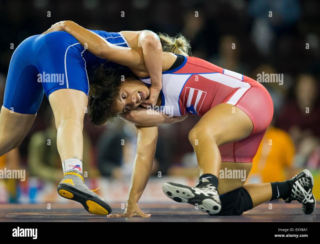 Toronto, Canada. 17th July, 2015. Dayanara Rivera(R) of Puerto Rico ...