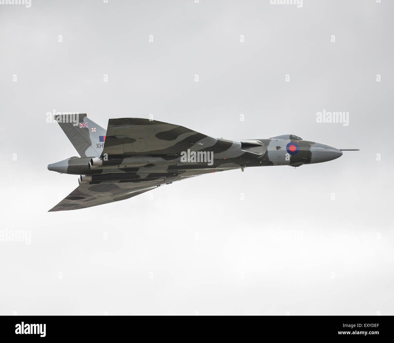 Preserved RAF Avro Vulcan cold war V-bomber flying at the 2015 ...