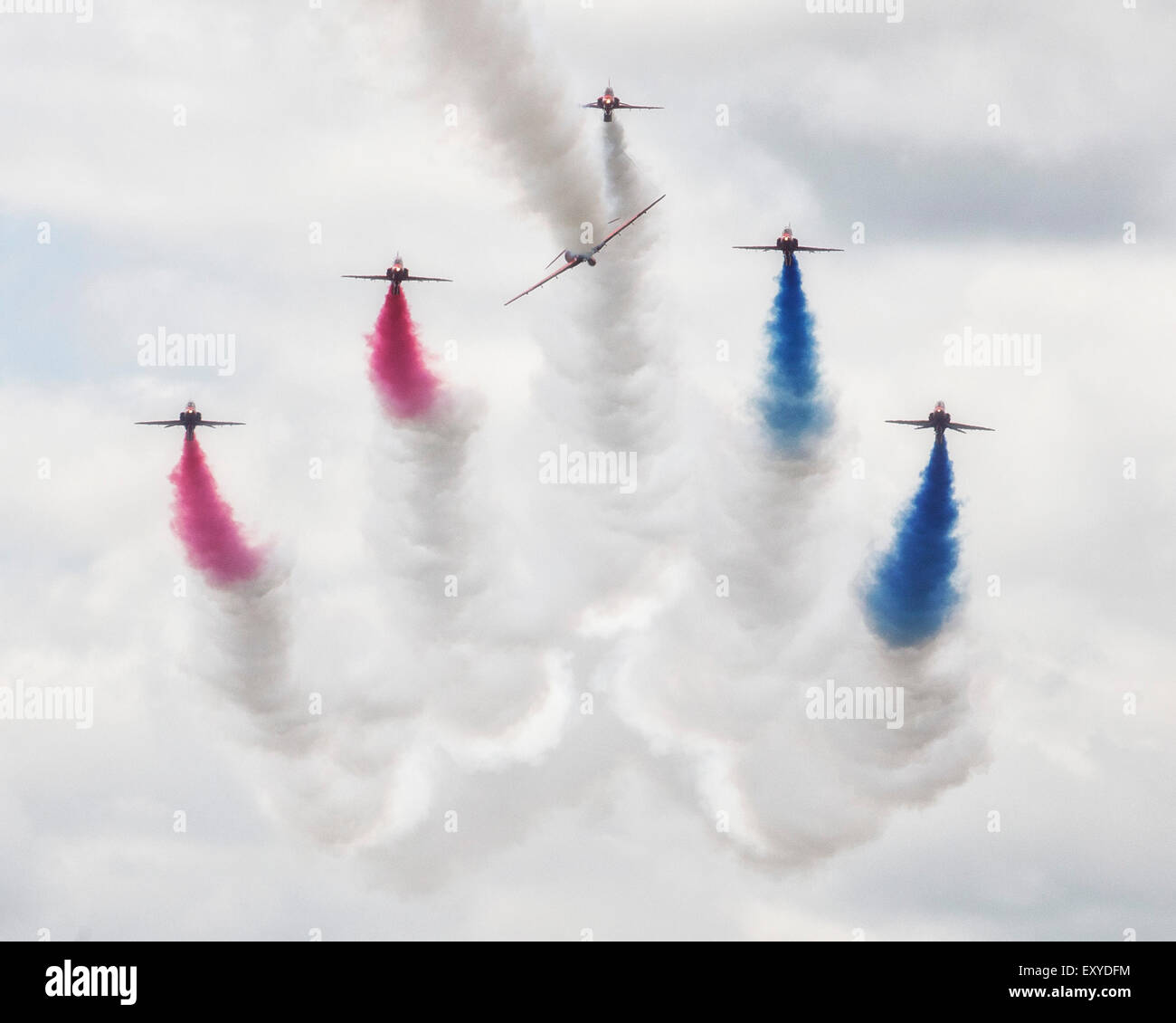 The RAF Display Team ("The Red Arrows") at the 2015 Yeovilton Air Show ...