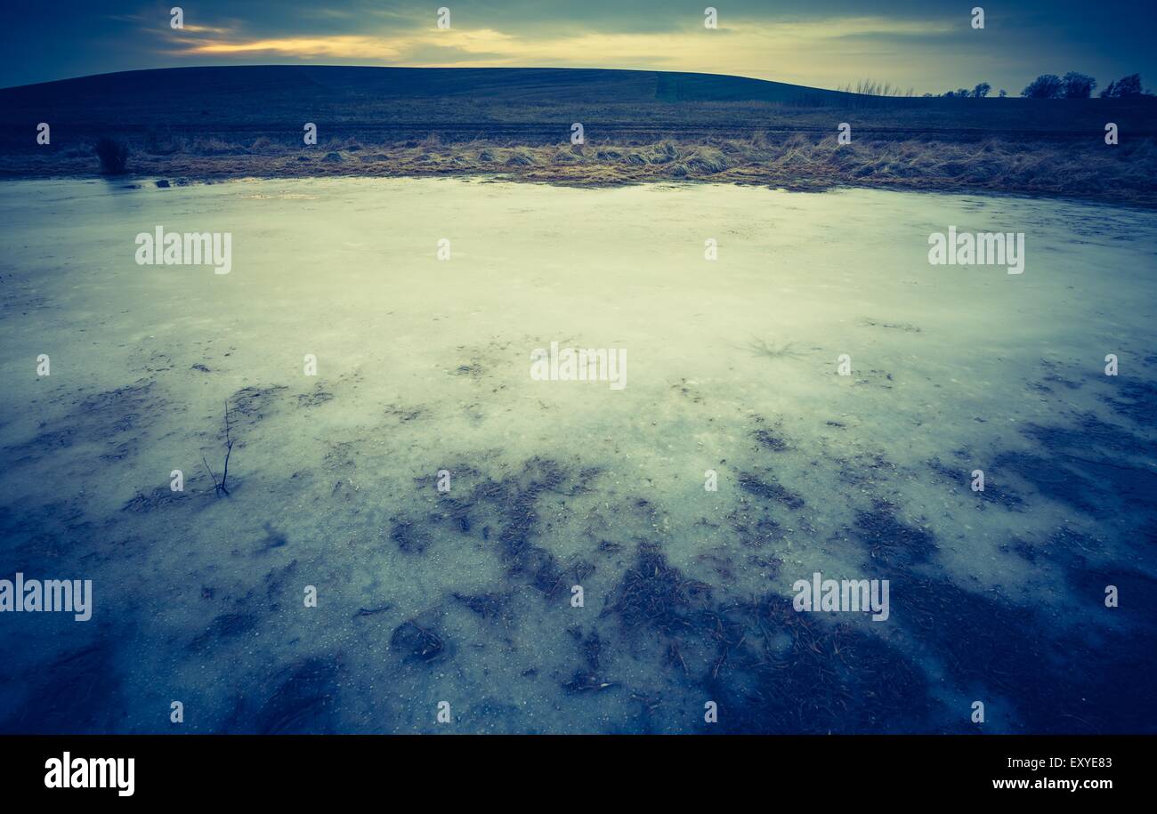 Vintage photo of dry grass field. Photo with old colors mood.Cultivated ...