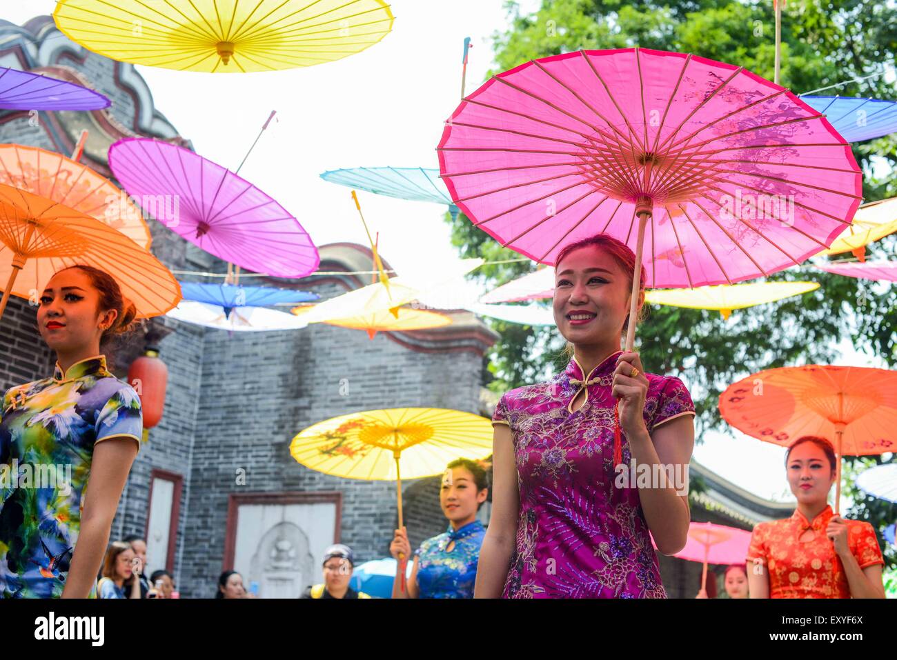 Chengdu, China's Sichuan Province. 18th July, 2015. Women wearing ...