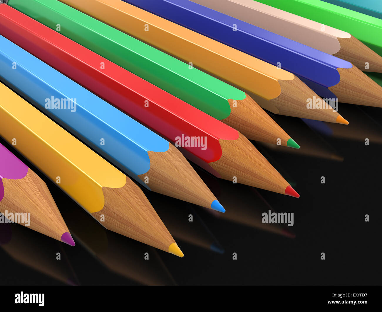 Set of color pencils. Image with clipping path Stock Photo - Alamy