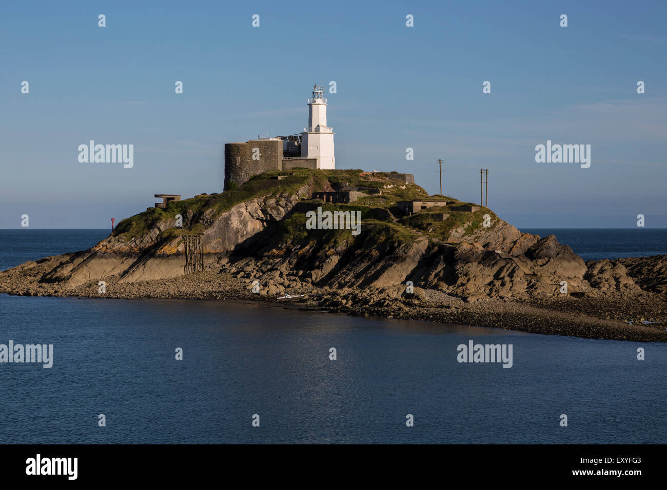 Lighthouse at Mumbles Head, Gower peninsula, near Swansea, South Wales ...
