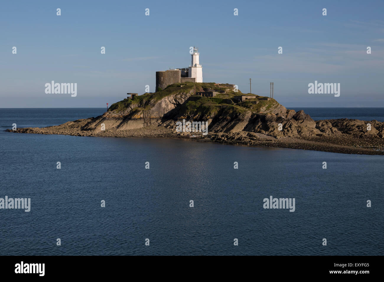 Lighthouse at Mumbles Head, Gower peninsula, near Swansea, South Wales ...
