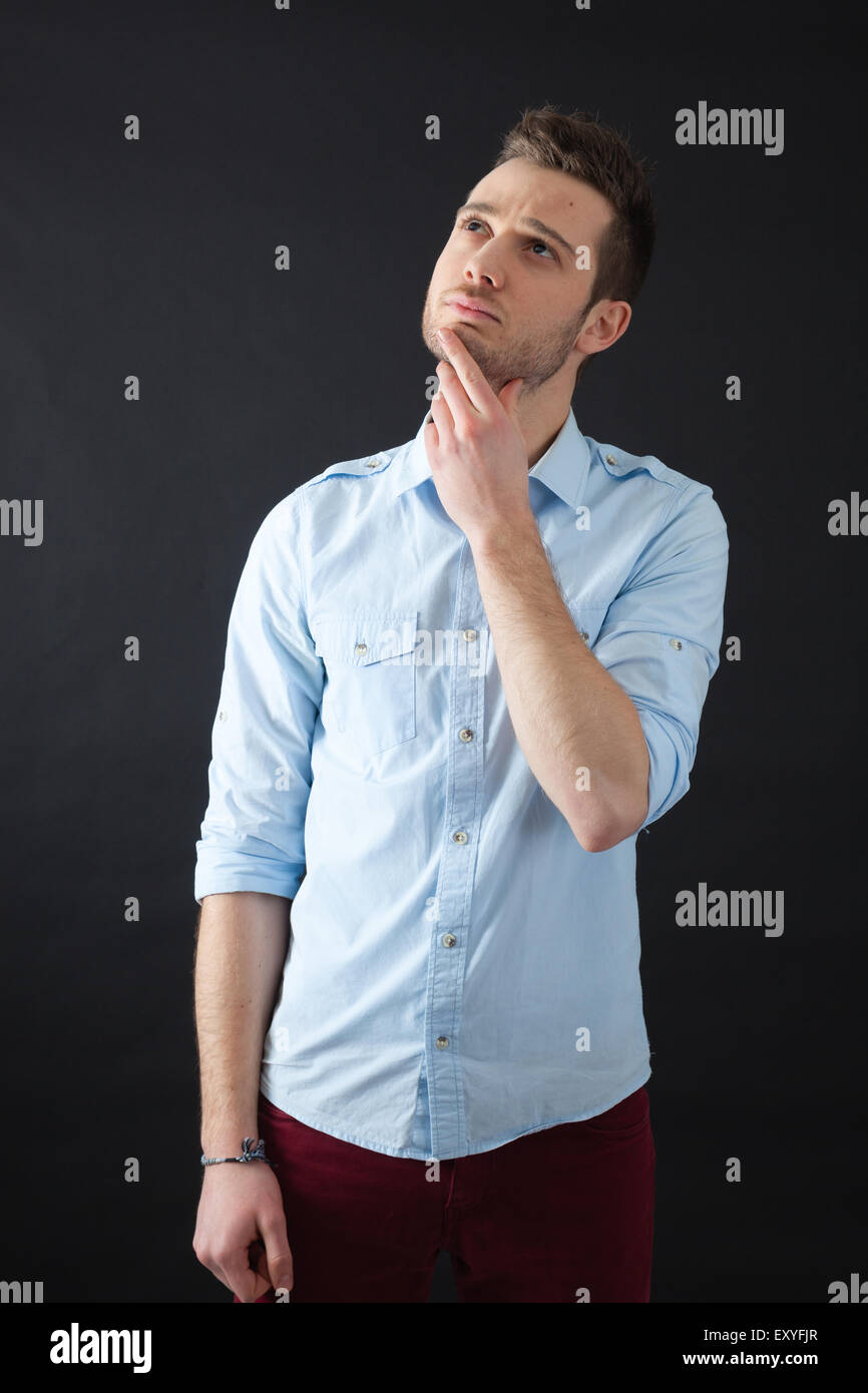 Handsome men doing different expressions in different sets of clothes ...