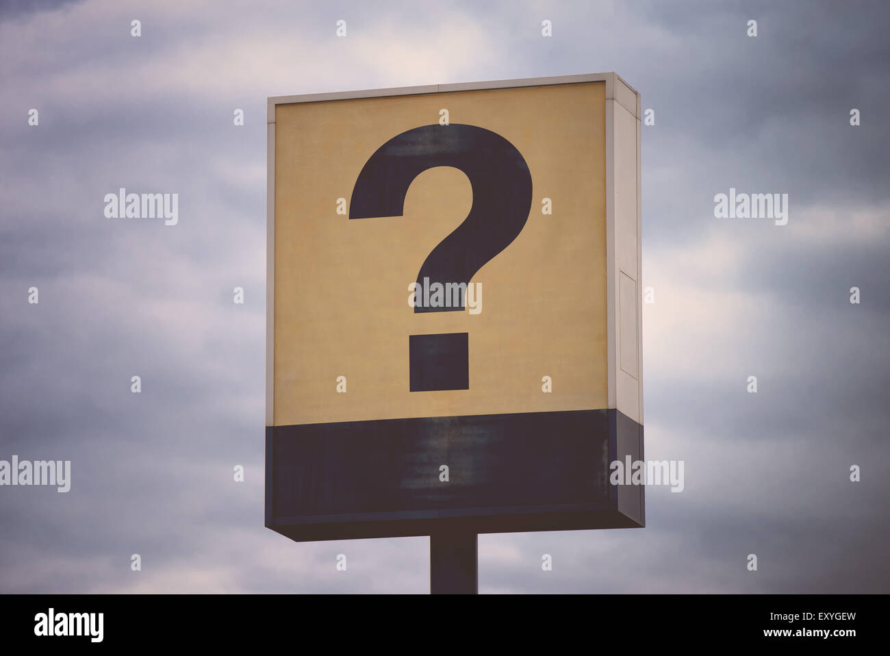 Question Mark on Vintage Sign, Retro Toned Cross Process Image Stock ...