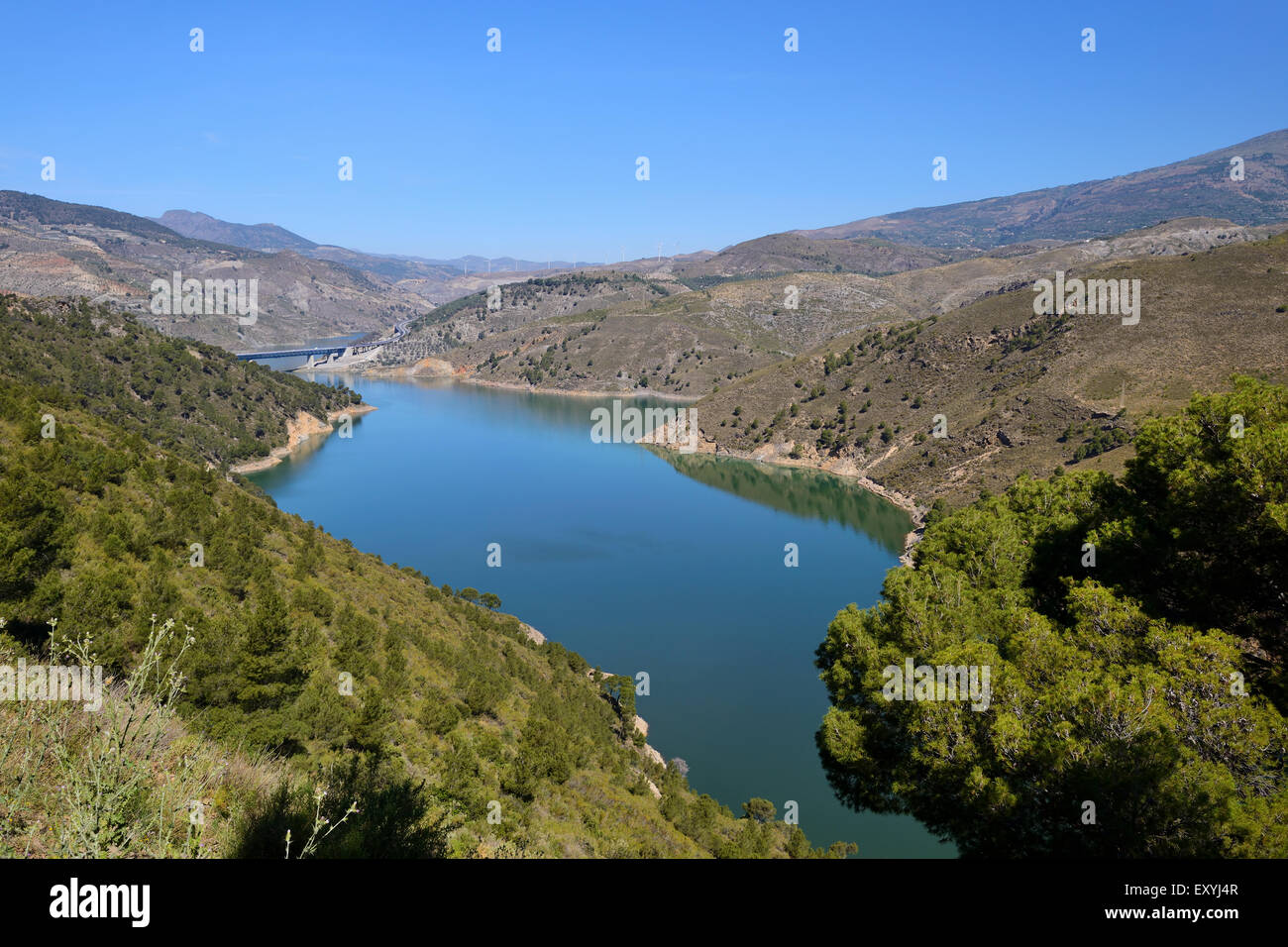 Embalse de Beznar (reservoir) upstream of Beznar dam, Andalusia ...