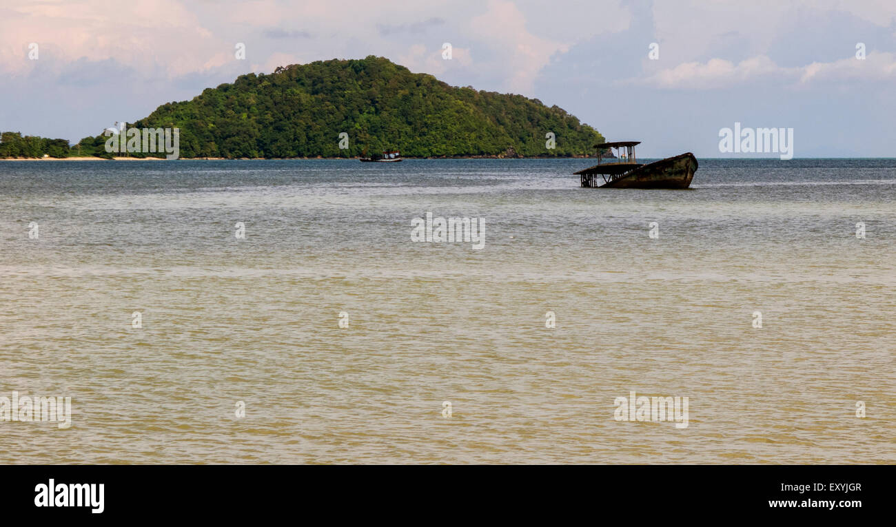 Beautiful nature and beautiful of sea with fishing boat Stock Photo - Alamy