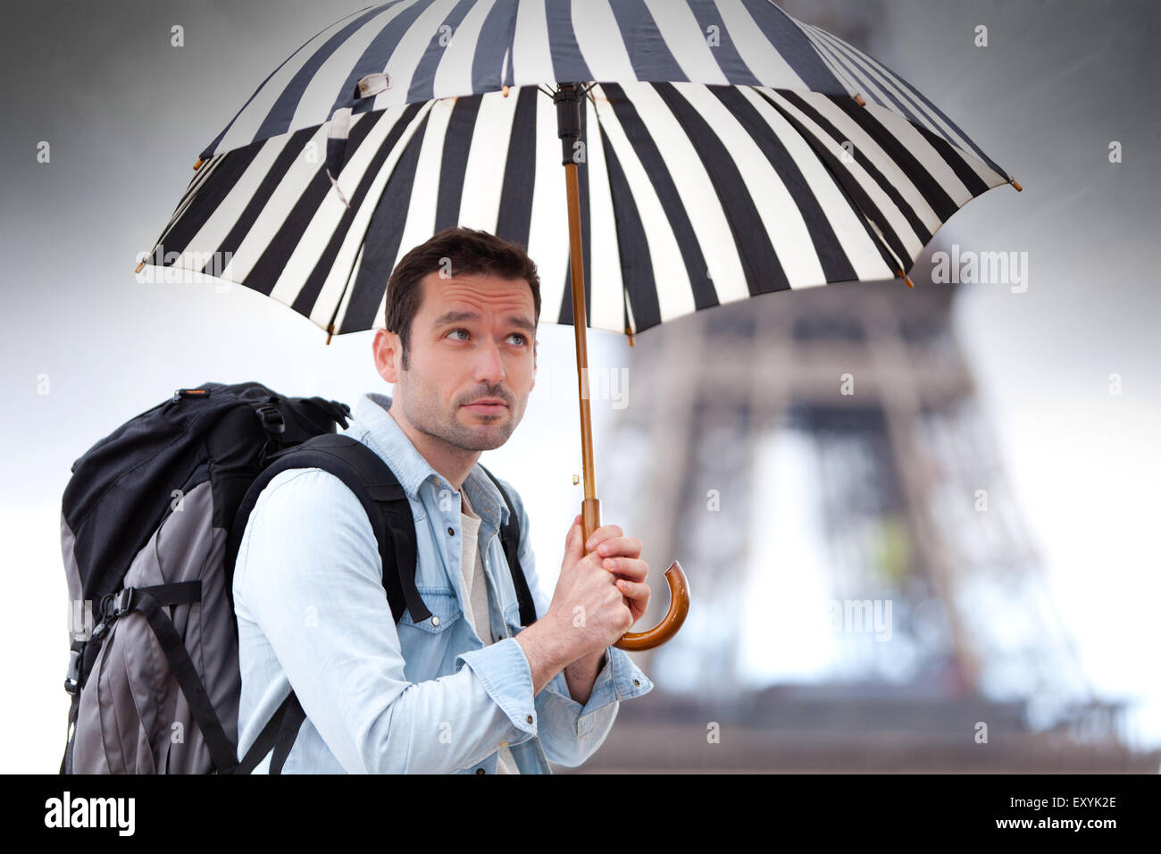 View of a Young attractive man suffering rain in PARIS in Paris Stock ...