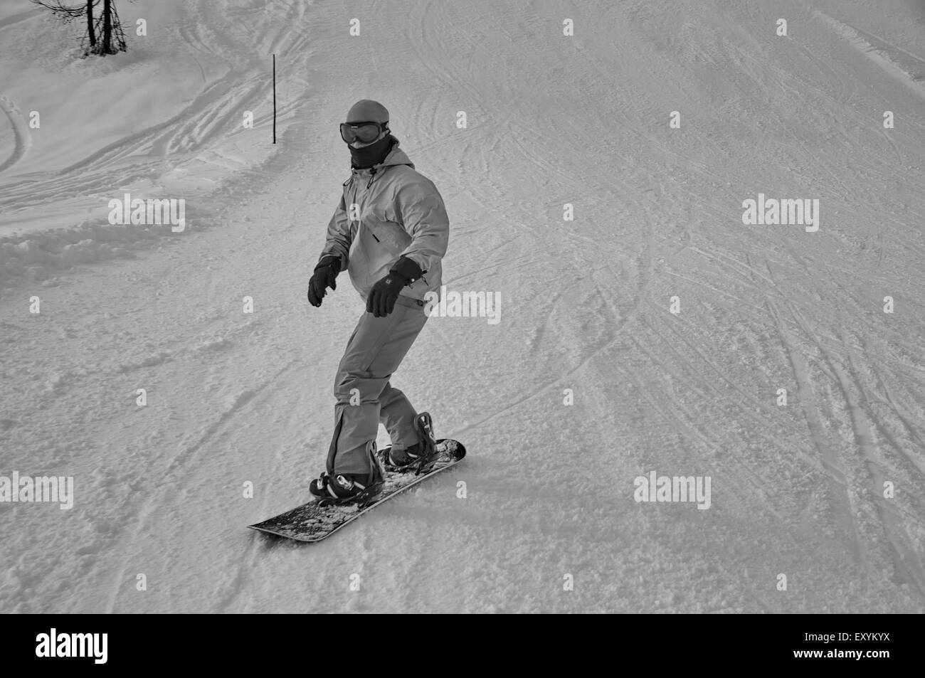 Powder snow slope Black and White Stock Photos & Images - Alamy