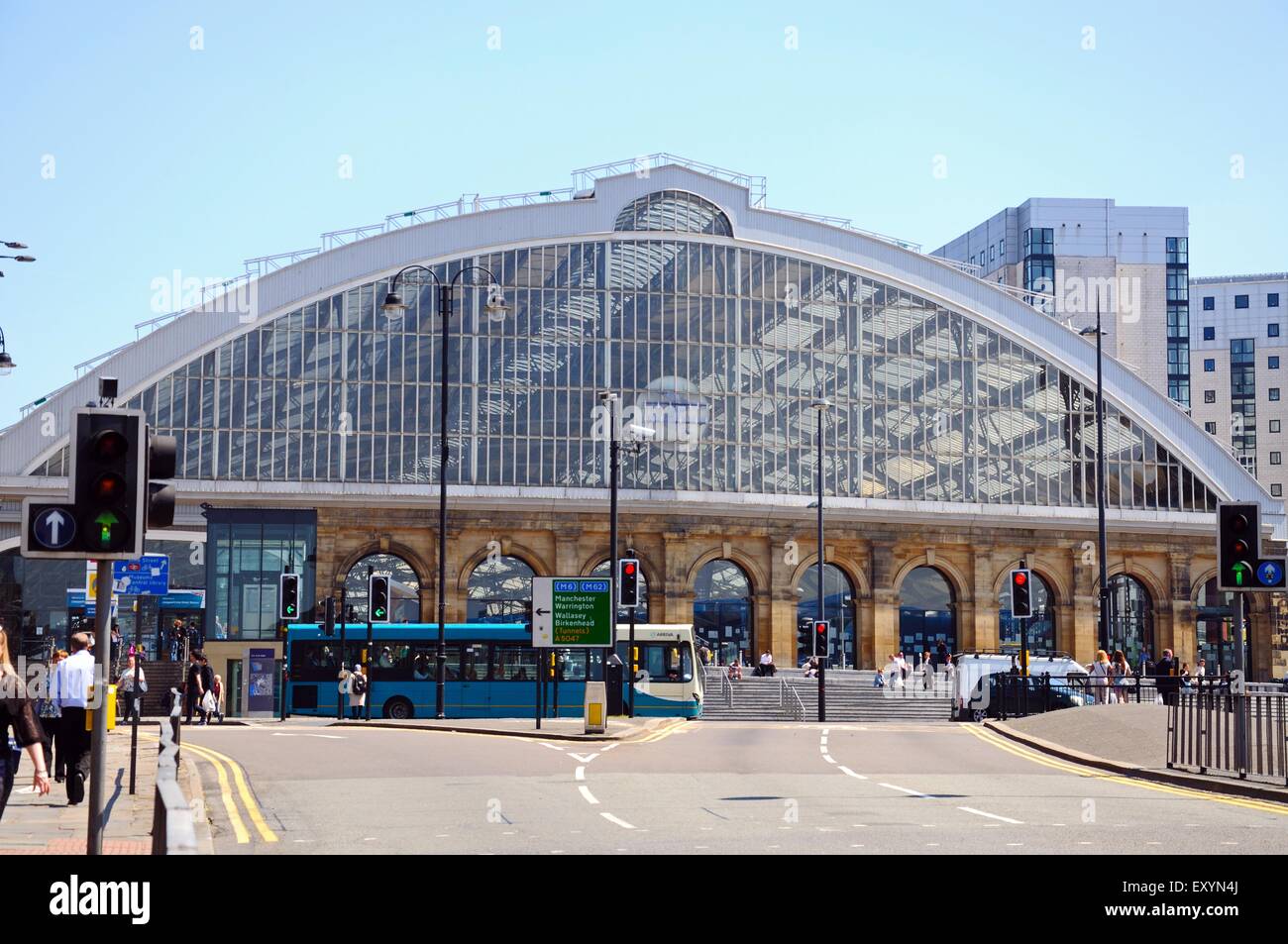 Front view of Lime Street Railway Station, Liverpool, Merseyside ...