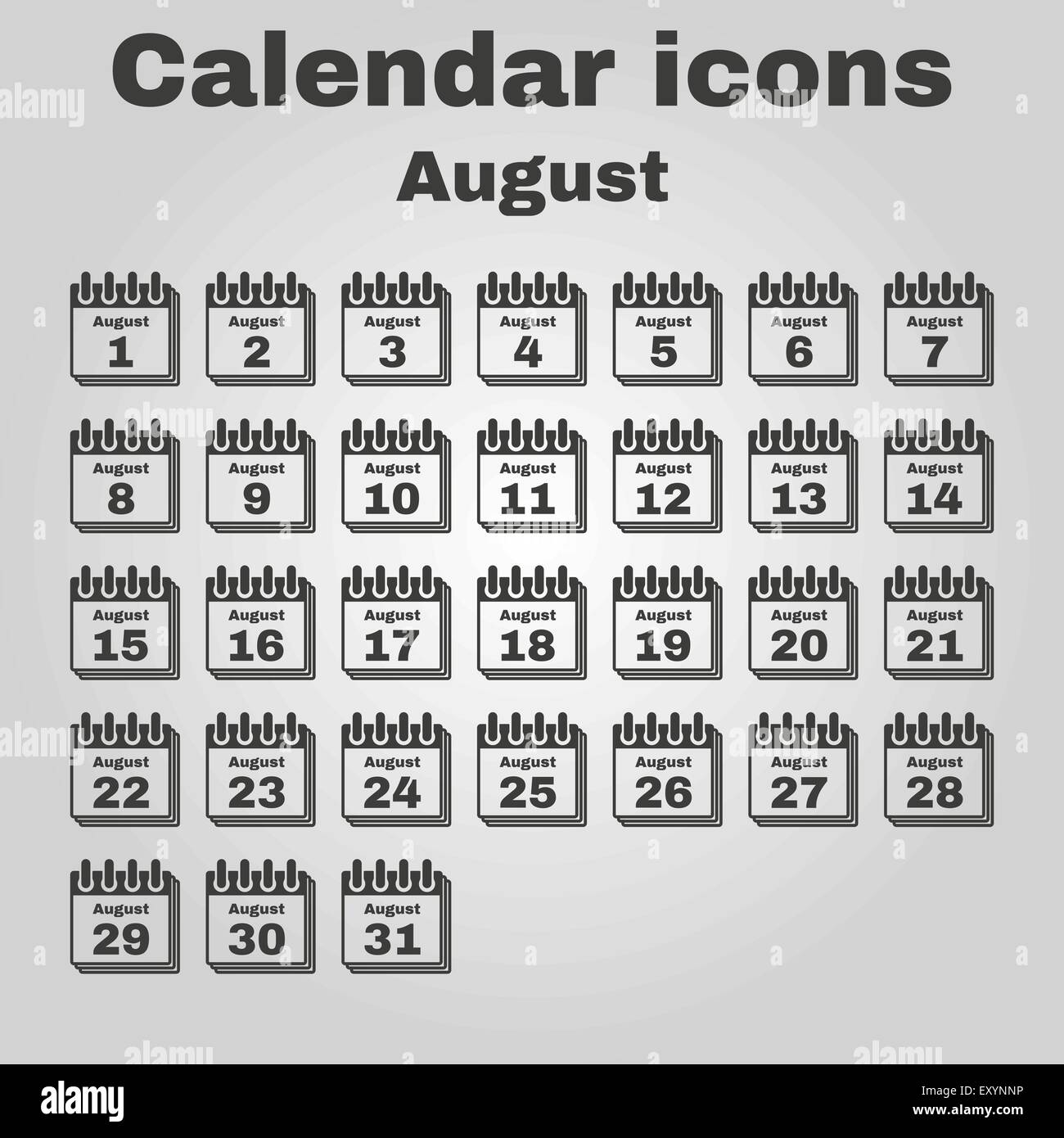 The calendar icon. August symbol. Flat Stock Vector Image & Art - Alamy