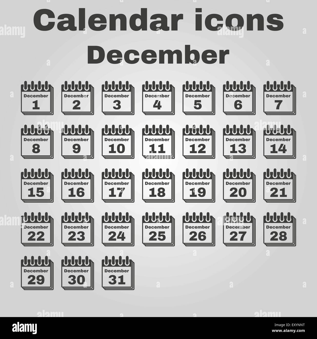 The calendar icon. December symbol. Flat Stock Vector Image & Art - Alamy