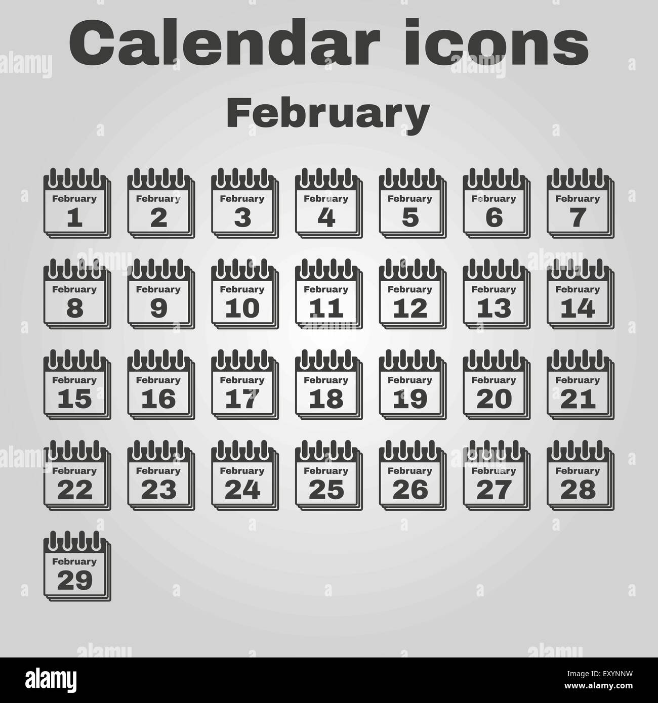 The calendar icon. February symbol. Flat Stock Vector Image & Art - Alamy