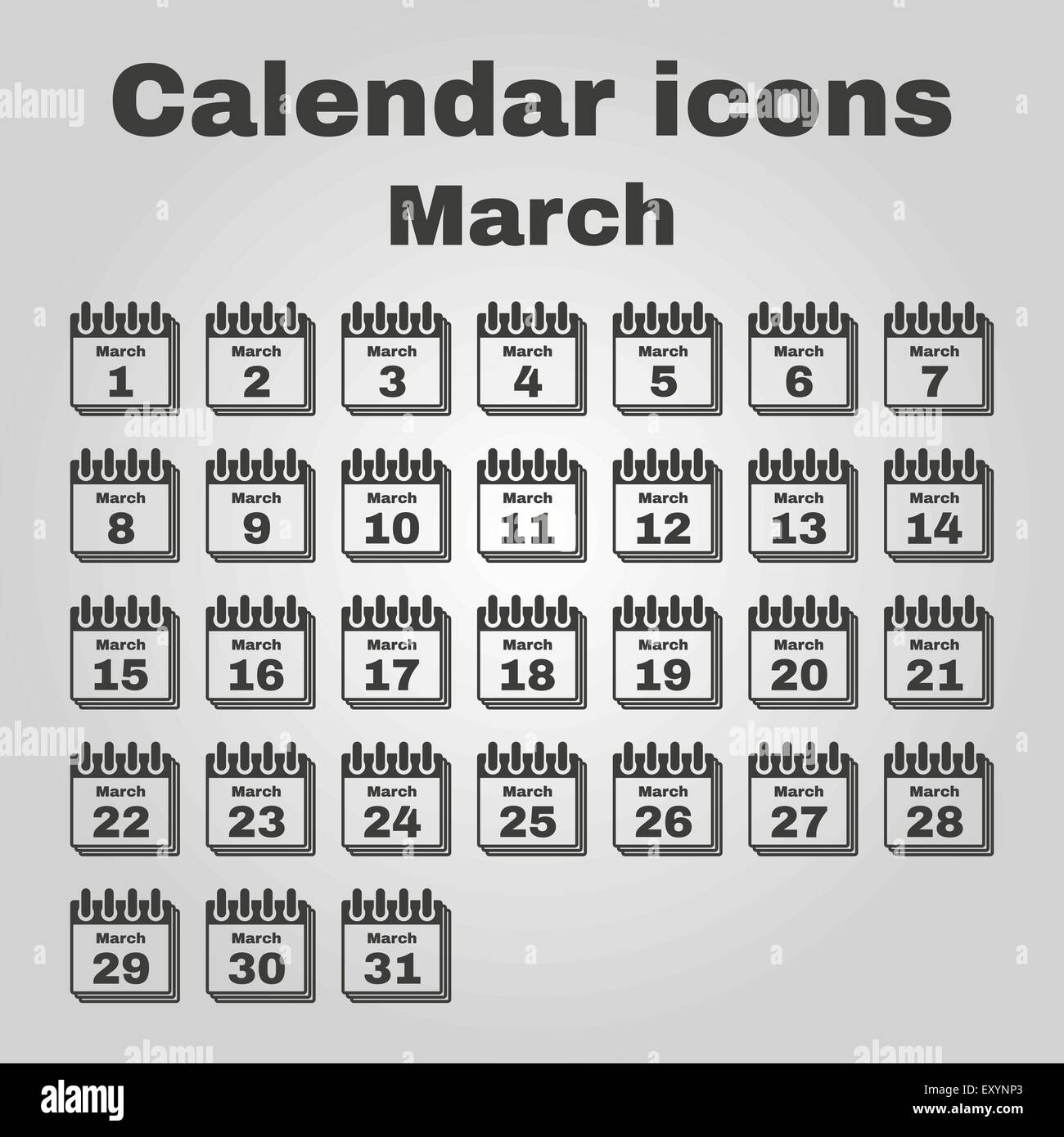 The calendar icon. March symbol. Flat Stock Vector Image & Art - Alamy