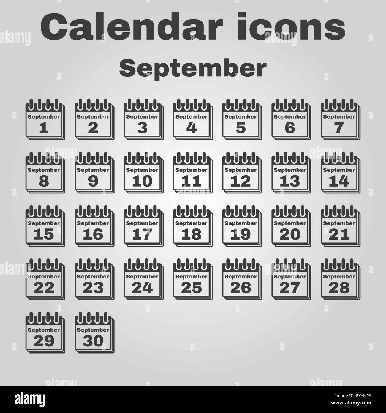 The calendar icon. September symbol. Flat Stock Vector Image & Art - Alamy