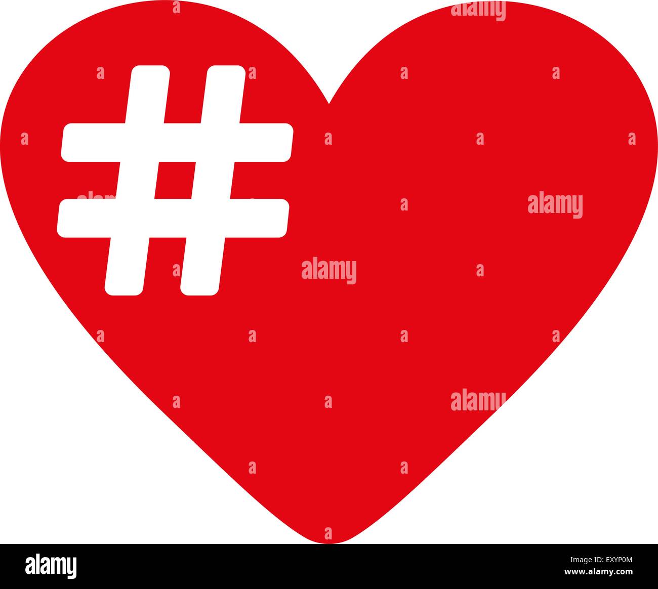 The hash love icon. Hashtag heart symbol. Flat Stock Vector Image & Art ...