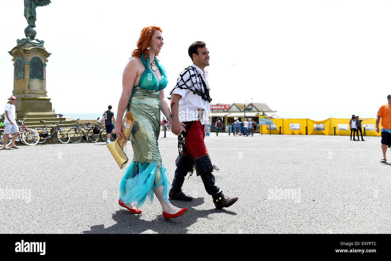 Brighton UK Saturday 18th July 2015 - A couple arrive for the March of ...