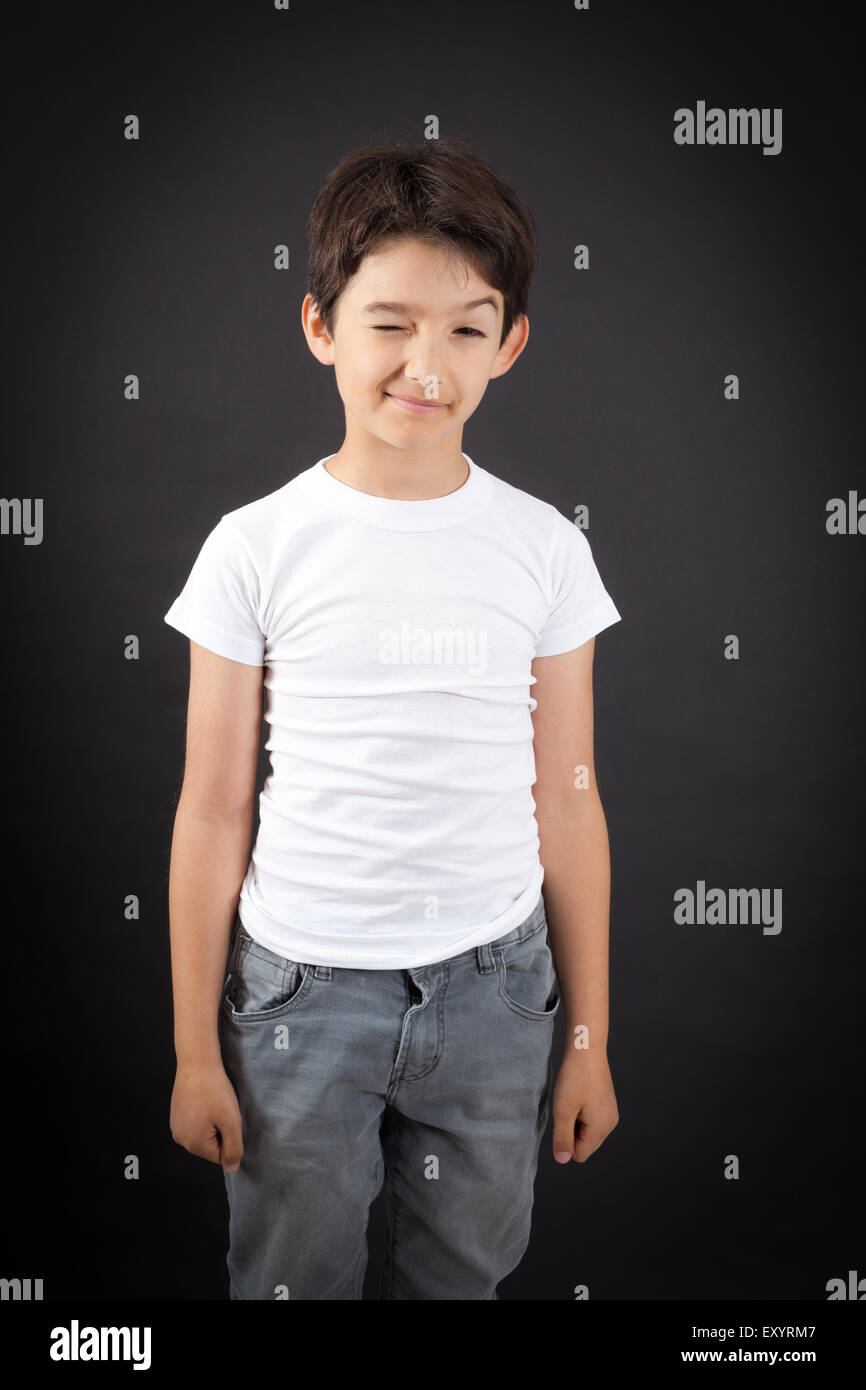 Handsome boy doing different expressions in different sets of clothes ...