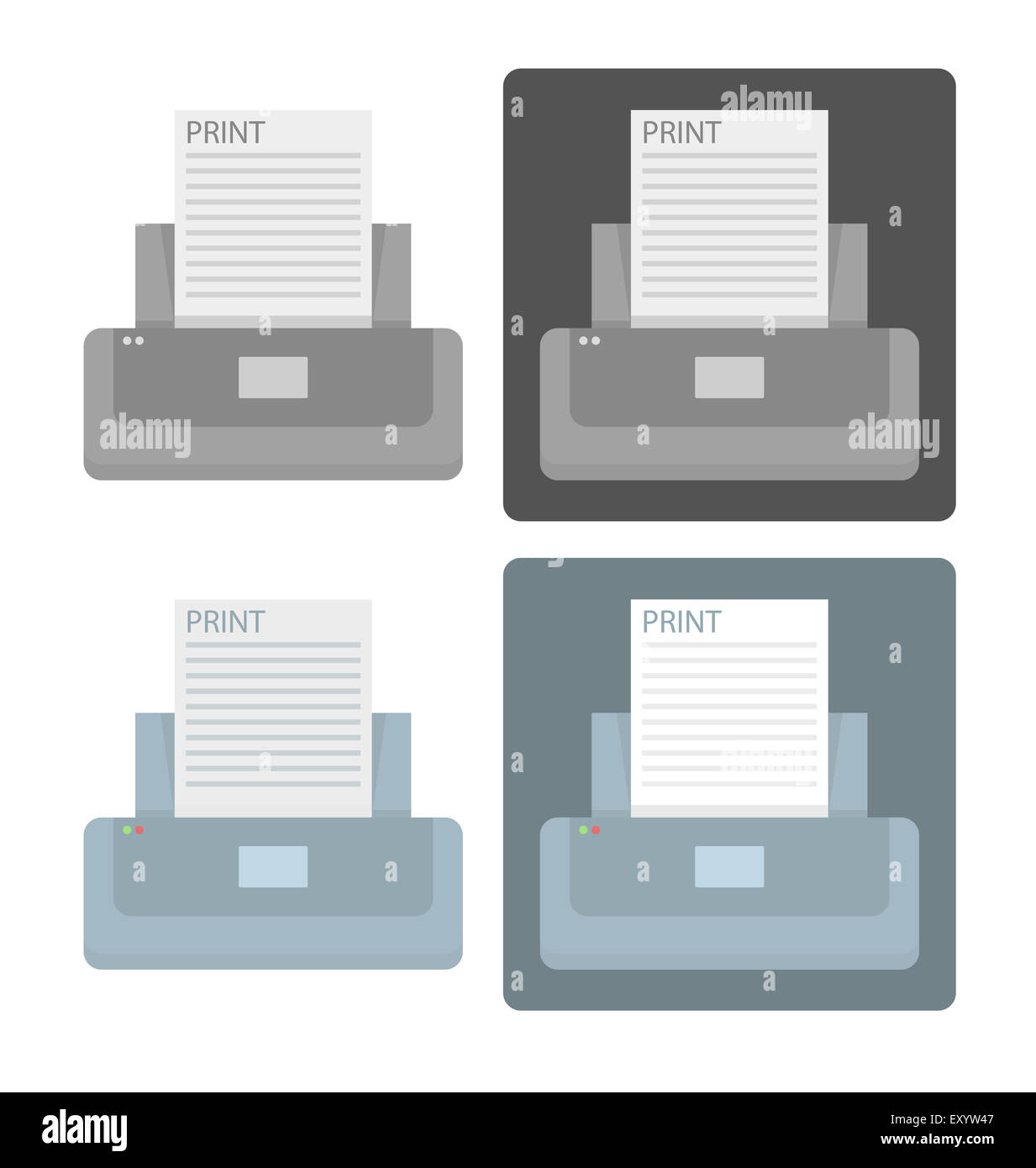 Vector set of simple printer icons in blue and gray colors Stock Photo ...